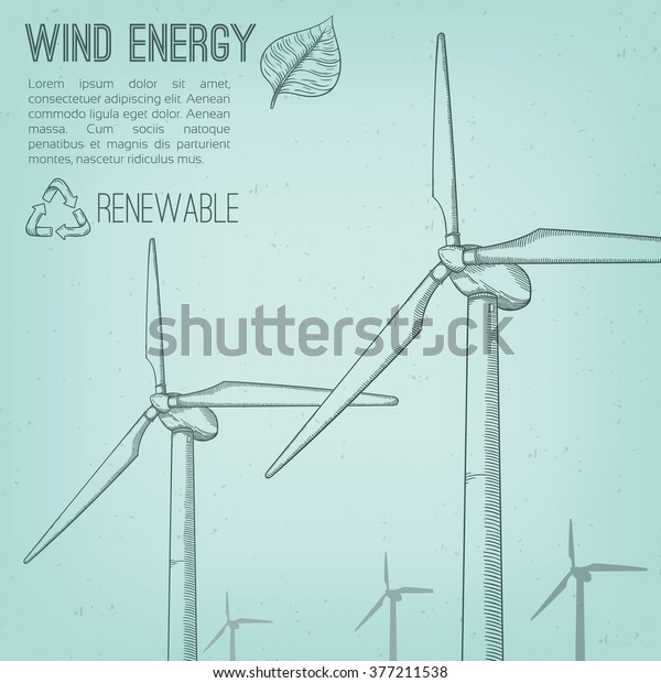 Wind Power Plant Hand Drawn Vector Stock Vector (Royalty Free ...