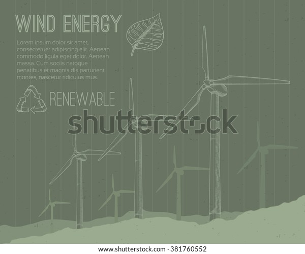 Wind Power Plant Hand Drawn Vector Stock Vector (Royalty Free ...