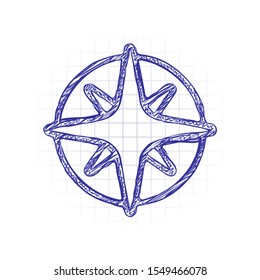 Wind Rose Compass Star Outline Linear Stock Vector (Royalty Free ...