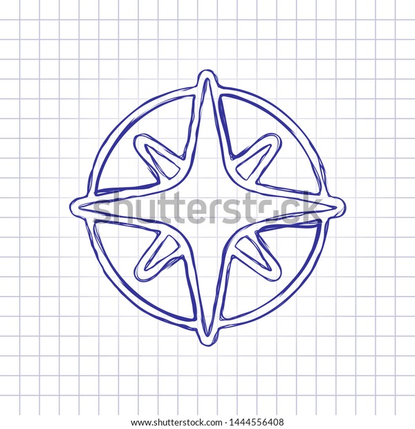 Wind Rose Compass Star Outline Linear Stock Vector (Royalty Free ...