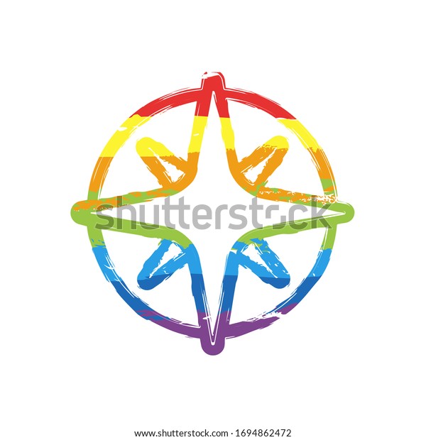 Wind Rose Compass Star Outline Linear Stock Vector (Royalty Free ...