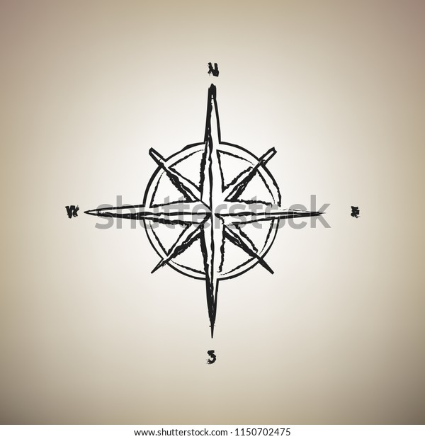 Wind Rose Sign Vector Brush Drawed Stock Vector (Royalty Free ...