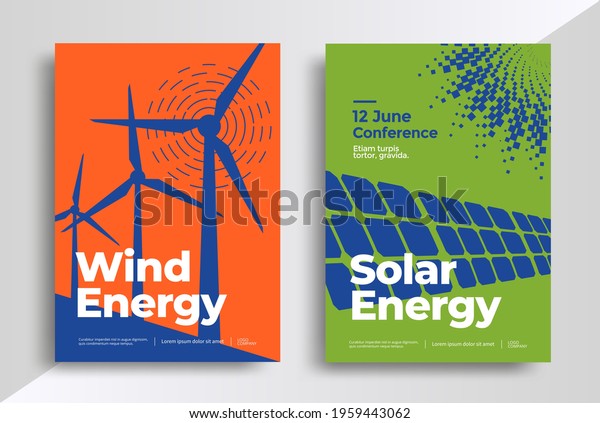 Wind Solar Energy Poster Design Template Stock Vector (Royalty Free ...