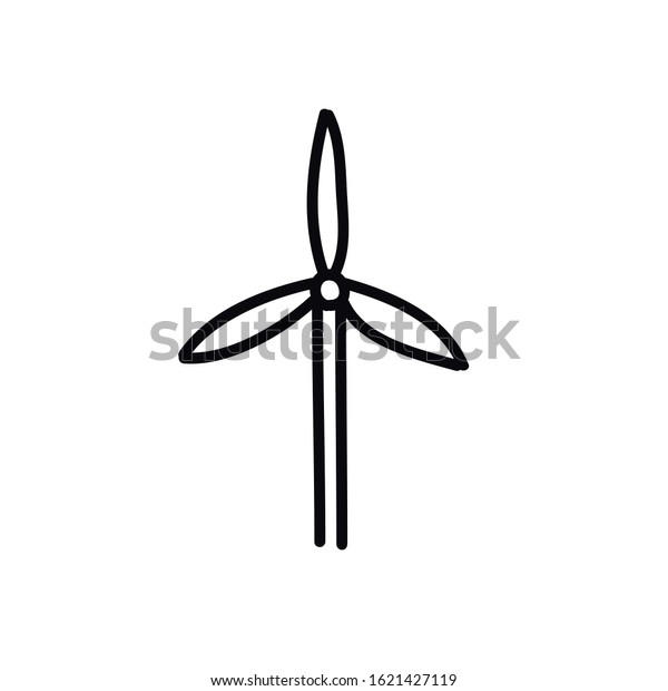 Wind Turbine Doodle Icon Vector Illustration Stock Vector (Royalty Free ...
