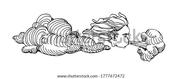 Wind Weather God Zephyr Cloud Mythological Stock Vector (Royalty Free ...