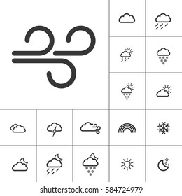 Wind Weather Icons White Background Stock Vector (Royalty Free ...