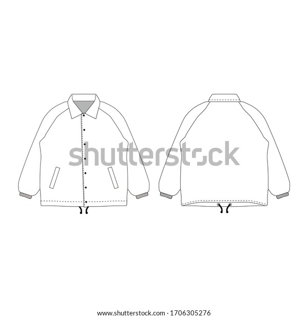 Windbreaker Vector Illustration Flat Outline Template Stock Vector ...