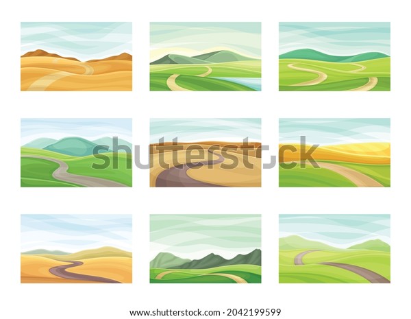 Winding Road Going Into Distance Grassy Stock Vector (Royalty Free ...