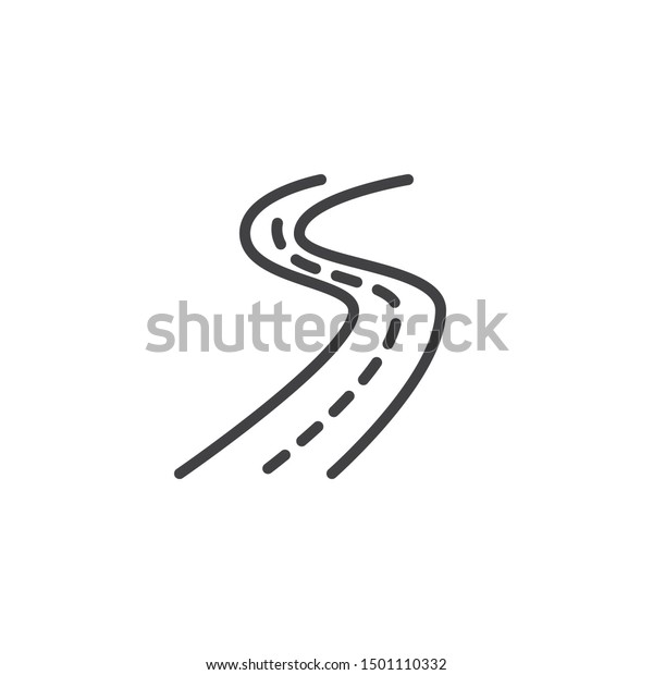 Winding Road Line Icon Linear Style Stock Vector (Royalty Free ...