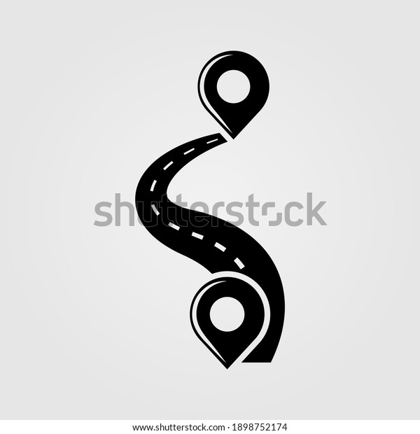Winding Road Map Pin Icon On Stock Vector (Royalty Free) 1898752174 ...