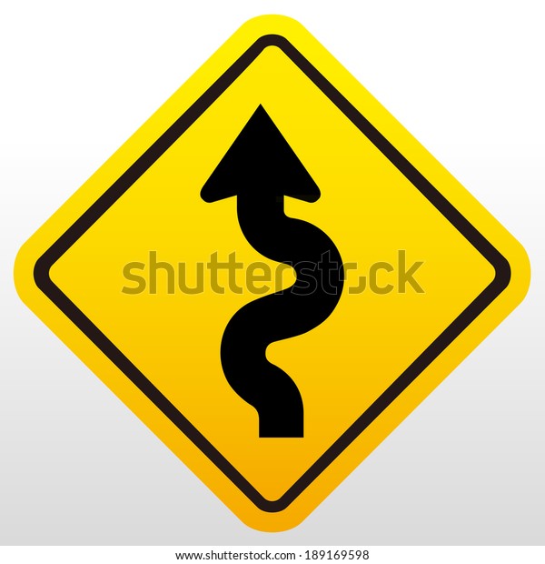 Winding Road Sign Stock Vector (Royalty Free) 189169598 | Shutterstock