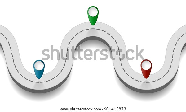 Winding Road Transparent Shadow Way Points Stock Vector (Royalty Free ...