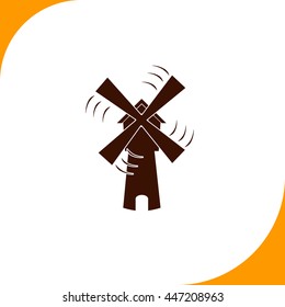 Windmill Sign Brown Icon On White Stock Vector (Royalty Free) 447208963 ...