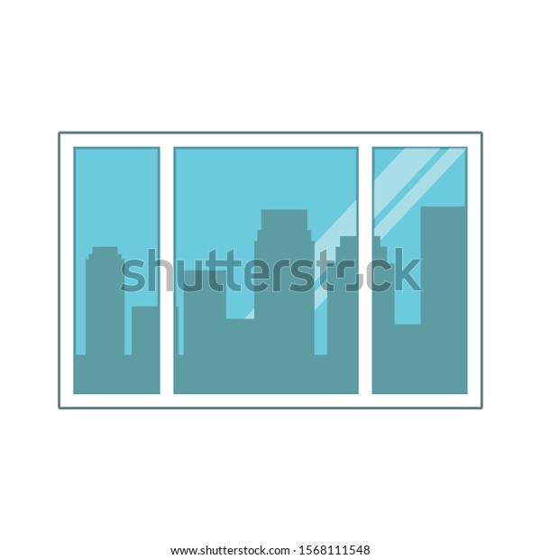 Window City Buildings View Over White Stock Vector (Royalty Free ...