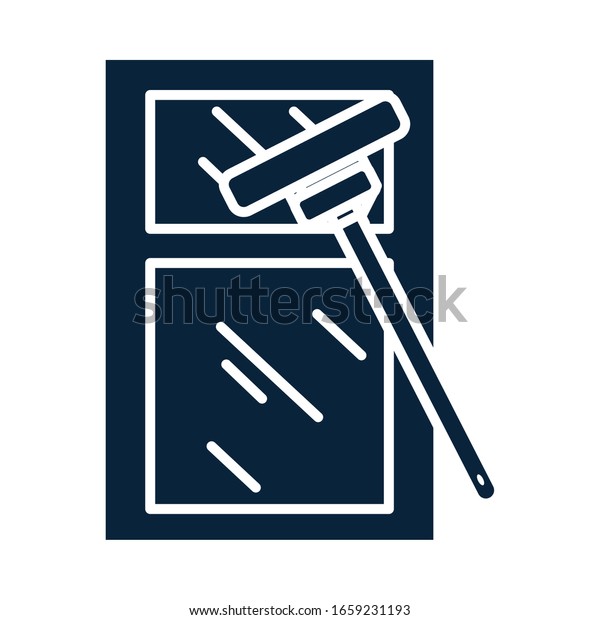Window Cleaner Silhouette Style Icon Design Stock Vector (Royalty Free ...