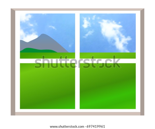Window Landscape View Illustration Over White Stock Vector (Royalty ...