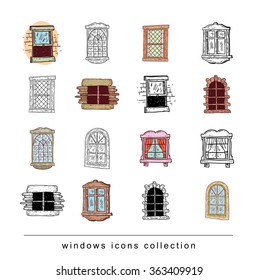 Window Set Doodle Vector Illustration Stock Vector (Royalty Free ...