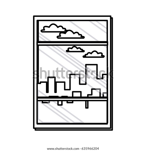 Window View Building Urban Skyline Line Stock Vector (Royalty Free ...