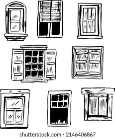 Windows Ink Sketches Group Random Windows Stock Vector (Royalty Free ...