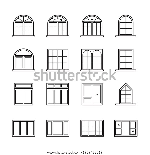 Windows Outline Icon Set Interior Material Stock Vector (Royalty Free ...