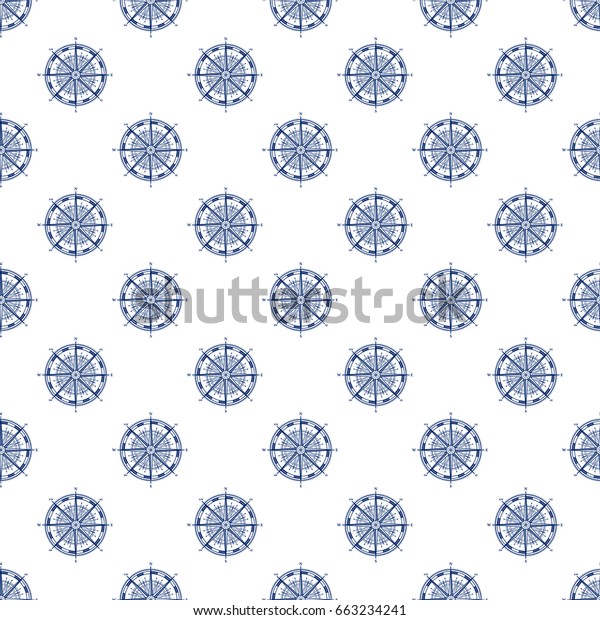 Windrose Blue Compass Rose On White Stock Vector (Royalty Free) 663234241