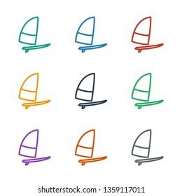 Windsurfing Icon White Background Editable Outline Stock Vector ...
