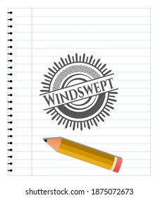Windswept Badge Pencil Effect Vector Illustration Stock Vector (Royalty ...