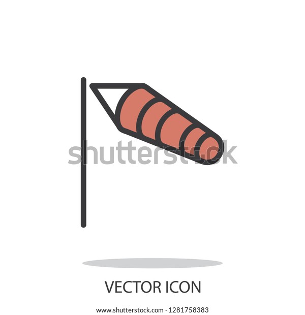 Windvane Icon Wind Sock Line Sign Stock Vector (Royalty Free) 1281758383