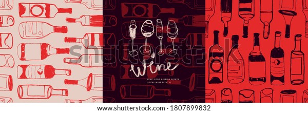 Wine Club Logo Handdrawn Vector Seamless Stock Vector (Royalty Free ...