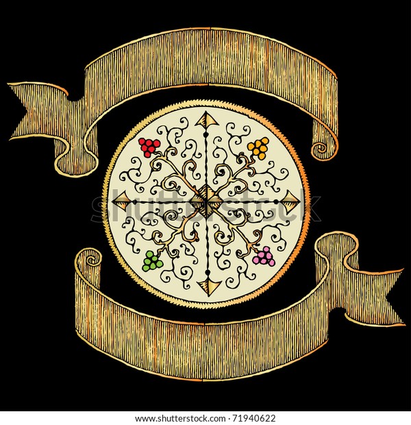 Wine Compass Rose Gold Original Drawing Stock Vector (Royalty Free ...