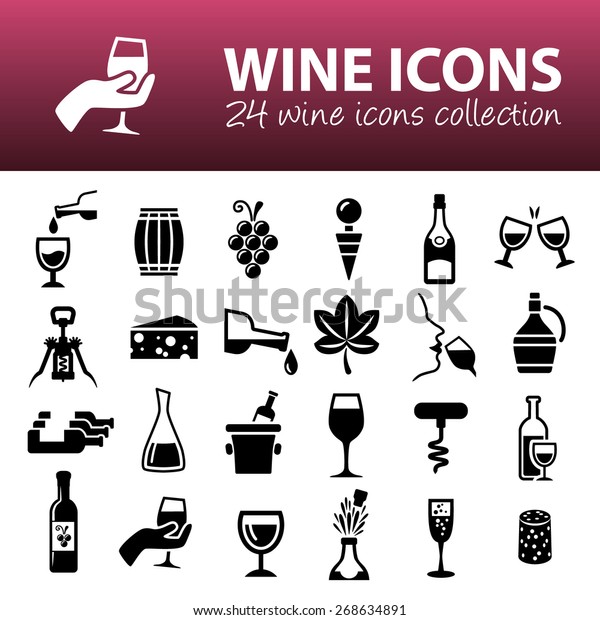 Wine Icons Stock Vector (Royalty Free) 268634891 | Shutterstock