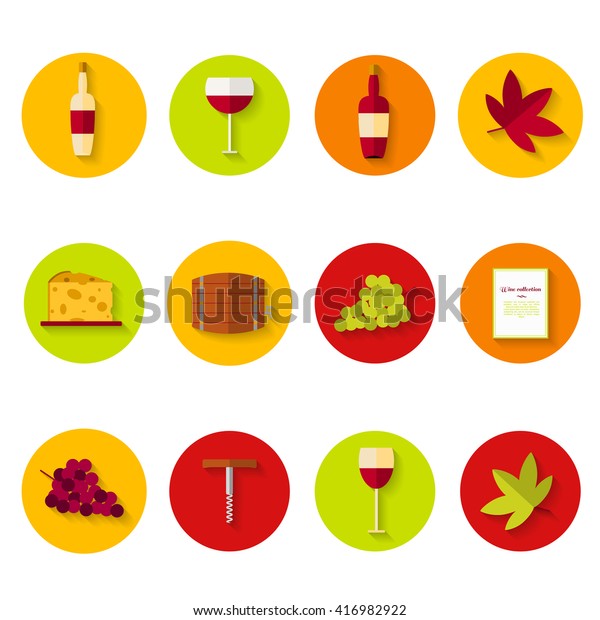 Wine Icons Set Flat Style On Stock Vector (Royalty Free) 416982922 ...
