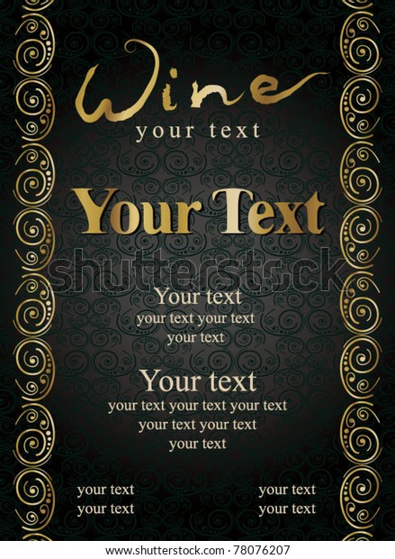 Wine Label Black Gold Stock Vector (Royalty Free) 78076207