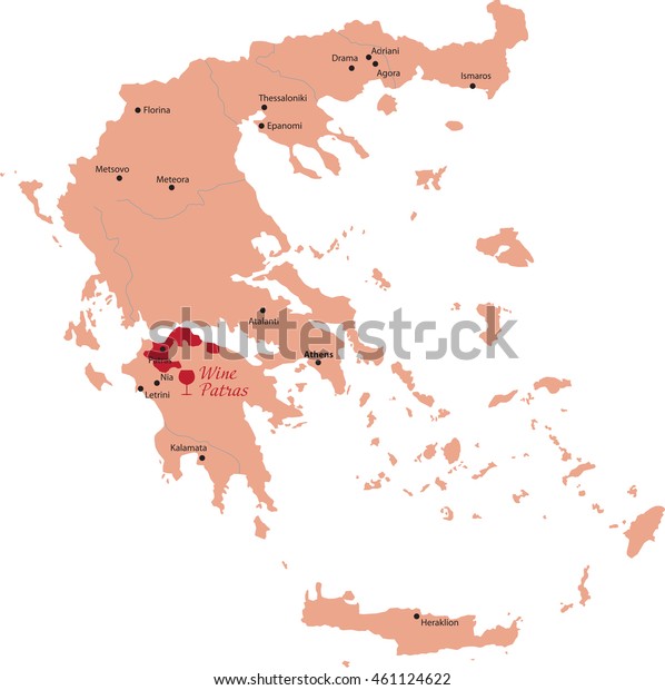 Wine Map Region Patras Greece Stock Vector (Royalty Free) 461124622