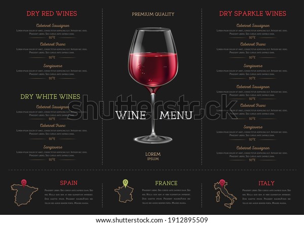 Wine Restaurant Menu Design Realistic Wine Stock Vector (Royalty Free ...
