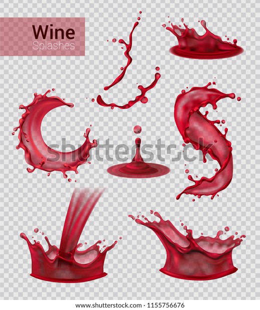 Wine Splash Realistic Set Isolated Sprays Stock Vector (Royalty Free ...