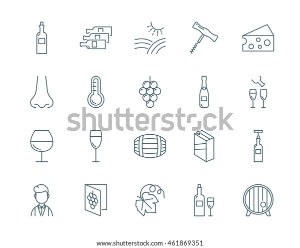 Wine Vector Icons Set Stock Vector Royalty Free 461869351