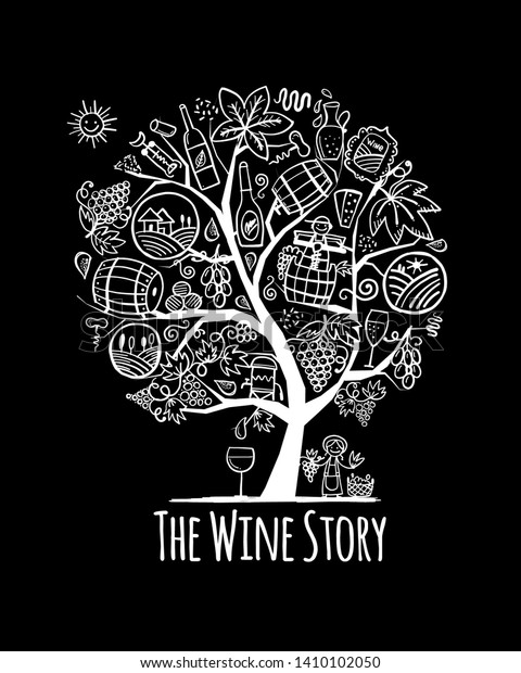 Winery Concept Art Tree Your Design Stock Vector (Royalty Free ...