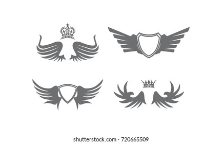 Wing Crown Logo Set Stock Vector (Royalty Free) 720665509