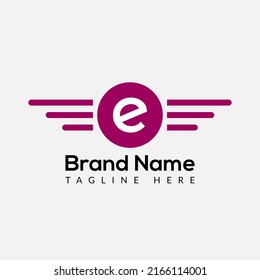 Wing Logo On Letter E Template Stock Vector (Royalty Free) 2166114001 ...
