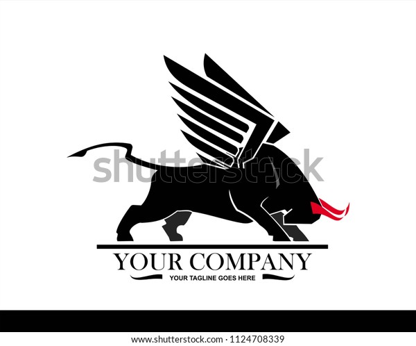 Winged Bull Logo Stock Vector (Royalty Free) 1124708339 | Shutterstock