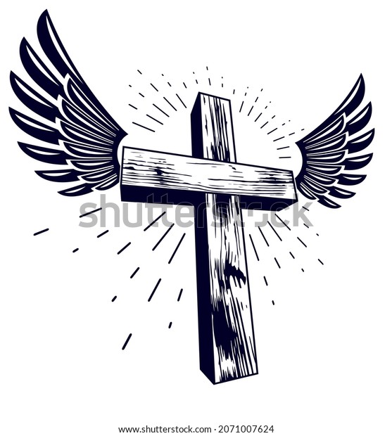 Winged Christian Cross Vector Religion Logo Stock Vector (Royalty Free ...