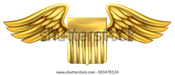 Winged Gold Golden Metallic Shield Heraldic Stock Vector (Royalty Free ...