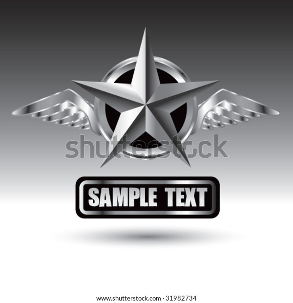 Winged Icon Featuring Silver Star Stock Vector (Royalty Free) 31982734 ...