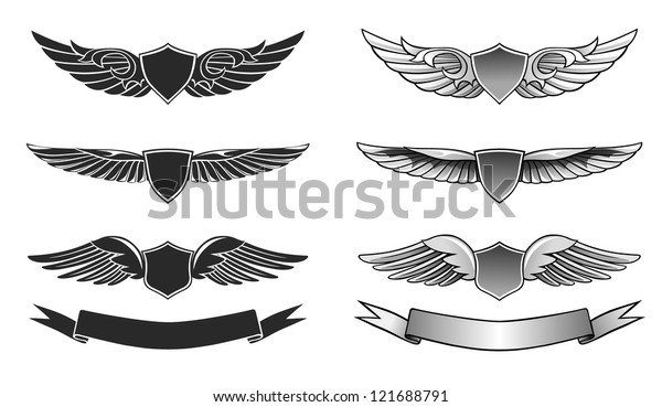Winged Insignias Ribbons Stock Vector (Royalty Free) 121688791 ...