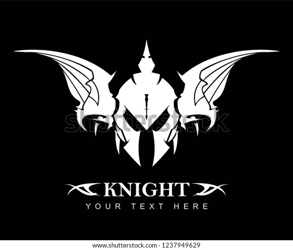Winged Knight Head White On Black Stock Vector (Royalty Free ...