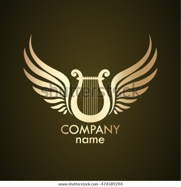 Winged Lyre Gold Logo Music Symbol Stock Vector (Royalty Free) 474589294