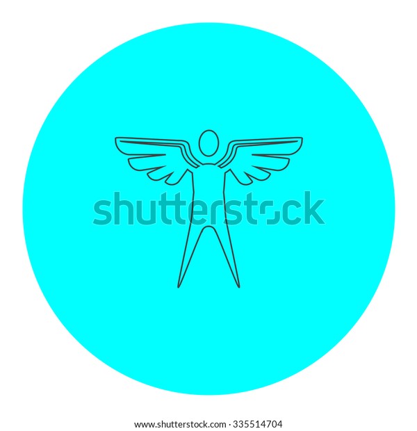 Winged Man Black Outline Flat Icon Stock Vector (Royalty Free ...
