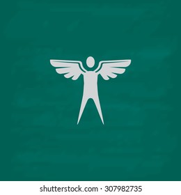 Winged Man Icon Imitation Draw White Stock Vector (Royalty Free ...