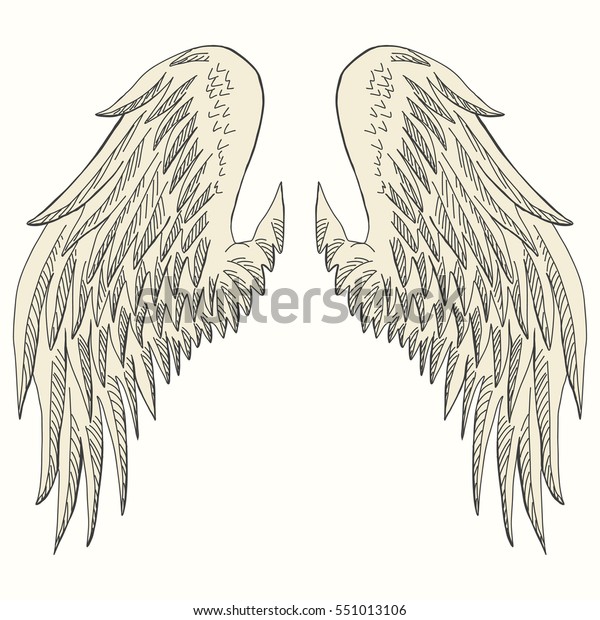 Wings Bird Angel Hand Drawn Angel Stock Vector (Royalty Free) 551013106 ...